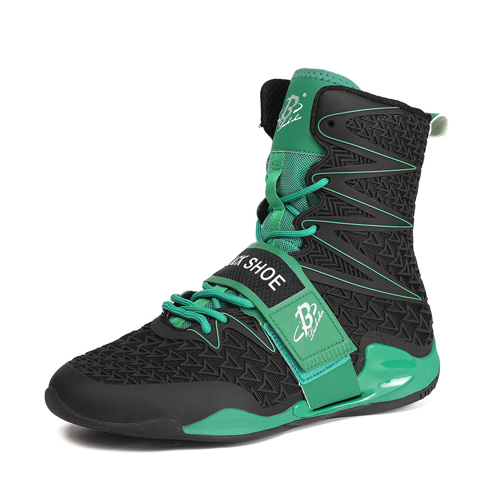 Men's Boxing Shoes Black/ Green LS308 – B LUCK SHOE